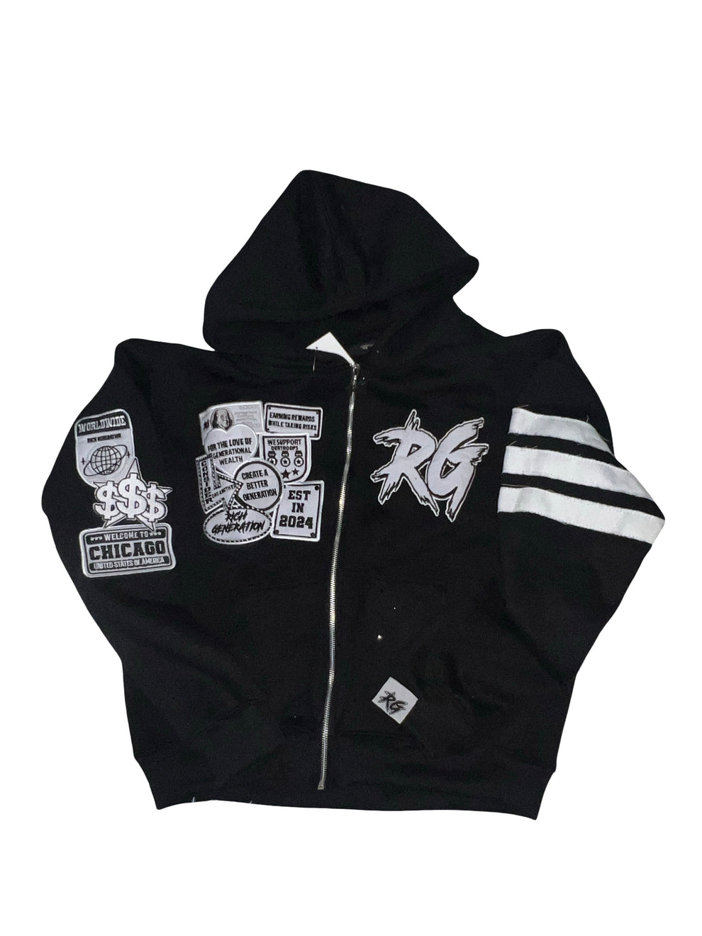 RGX Black & White Zipup – Rich Generation Clothing